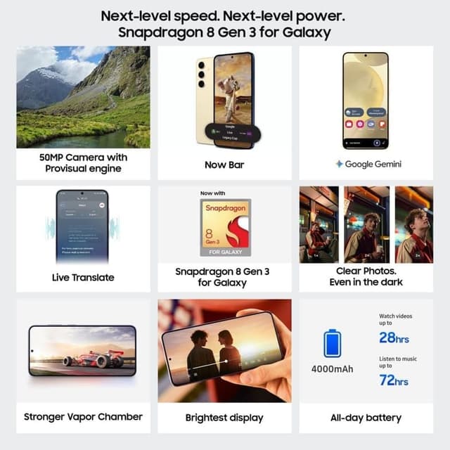 Samsung Galaxy S24 Snapdragon 5G (Cobalt Violet, 256 GB) (8 … | Price ...